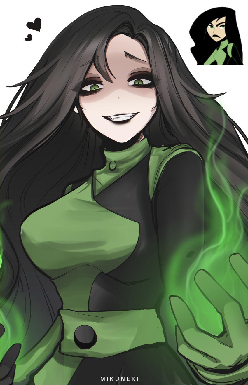 Xbooru - 1girl artist name big breasts black hair black lipstick disney evil smile fangs female ...